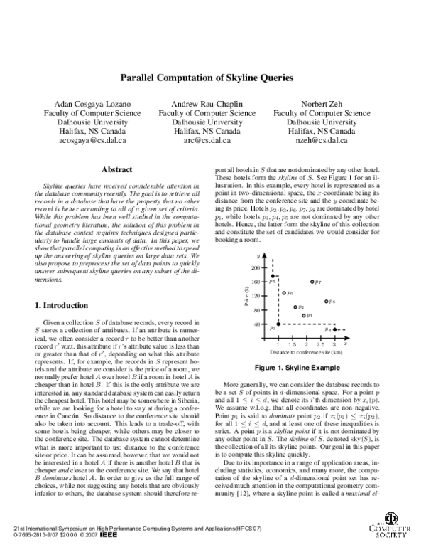 (PDF) Parallel computation of skyline queries