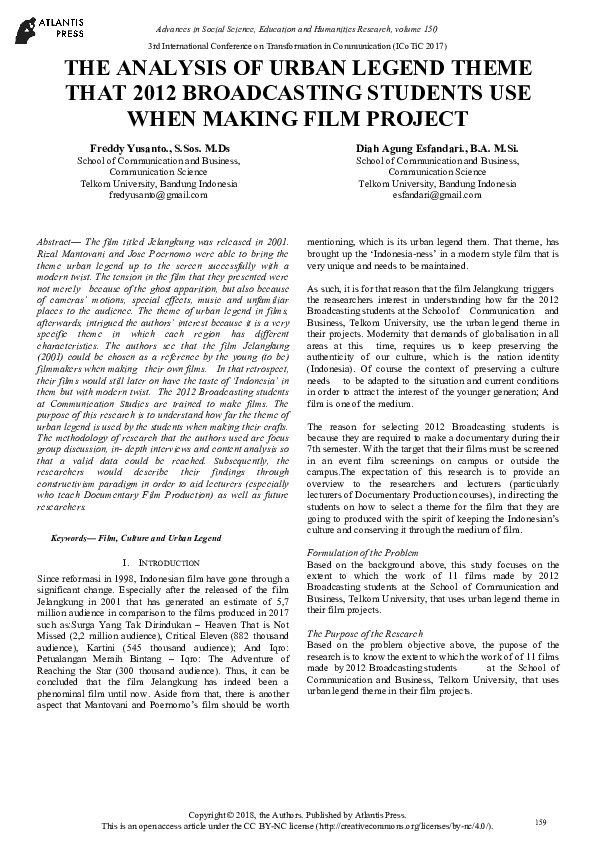 (PDF) The Analysis of Urban Legend Theme that 2012 Broadcasting ...