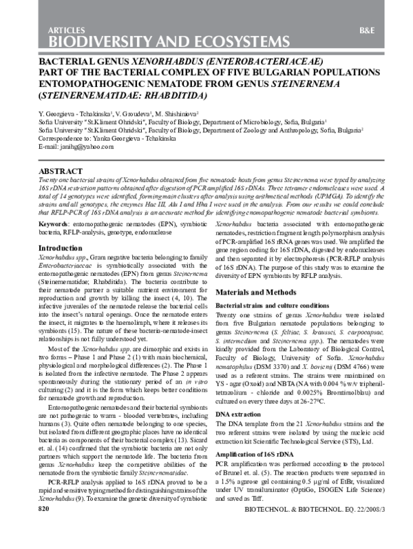 (PDF) Bacterial Genus Xenorhabdus (Enterobacteriaceae) Part of the ...