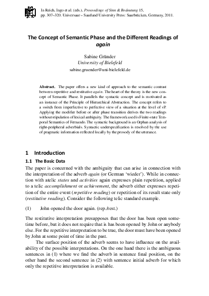 (PDF) The Concept of Semantic Phase and the Different Readings of again