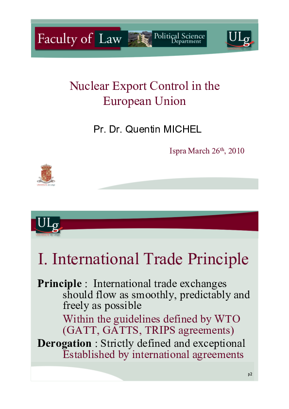 (PDF) Nuclear Export Control in the European Union