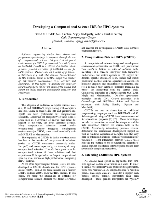 (PDF) Developing a Computational Science IDE for HPC Systems