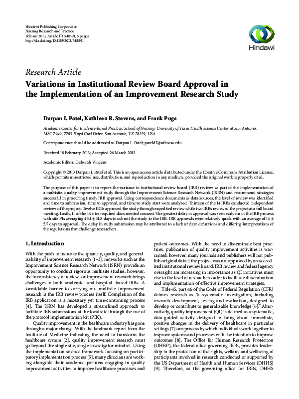 (PDF) Research Article Variations in Institutional Review Board ...