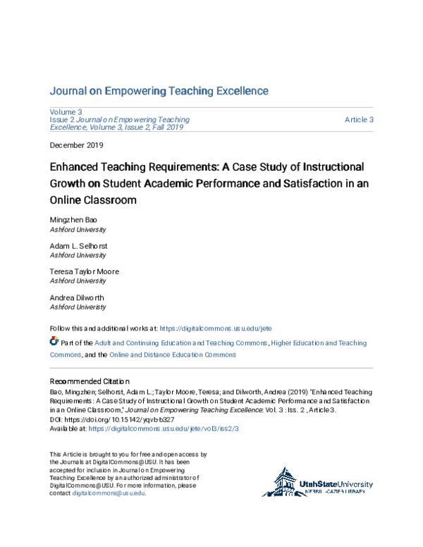 (PDF) Enhanced Teaching Requirements: A Case Study of Instructional ...