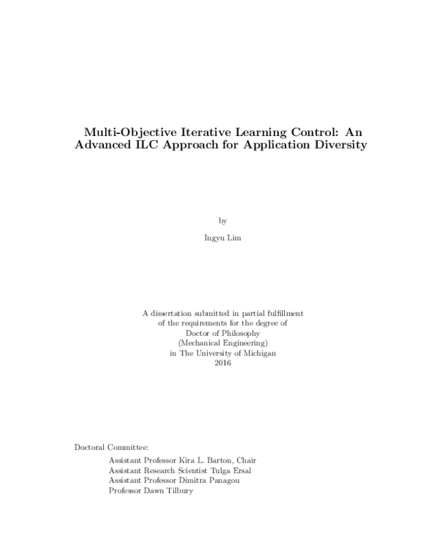 (PDF) Multi-Objective Iterative Learning Control: An Advanced ILC Approach for Application Diversity