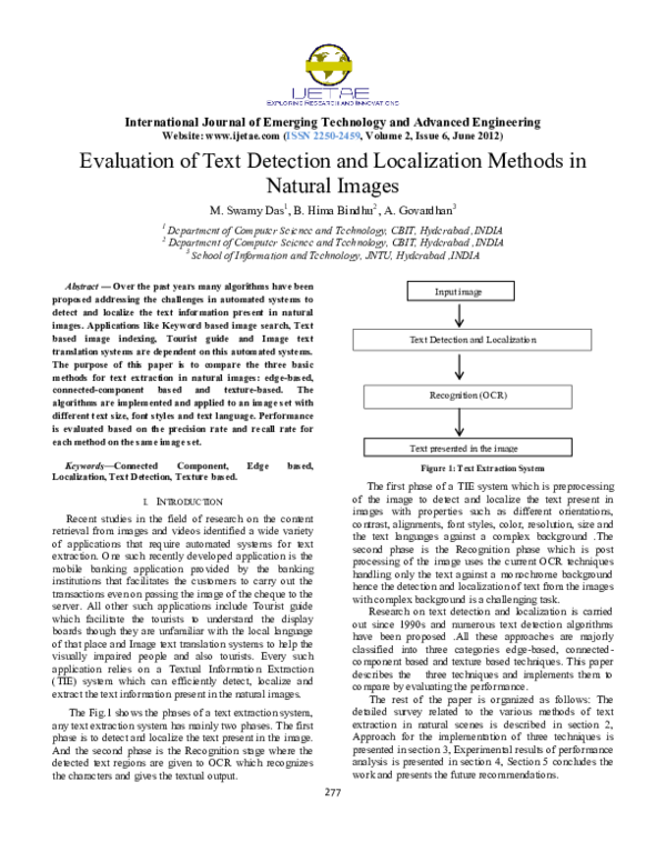 (PDF) Comparative Study of Text Detection in Natural Images