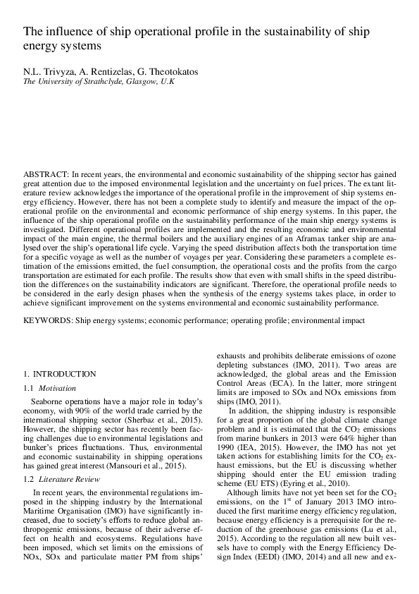 (PDF) The influence of ship operational profile in the sustainability ...
