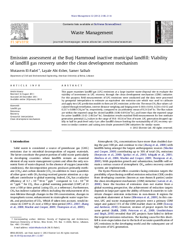 (PDF) Emission assessment at the Burj Hammoud inactive municipal ...