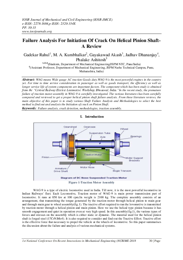 (PDF) Failure Analysis For Initiation Of Crack On Helical Pinion Shaft ...