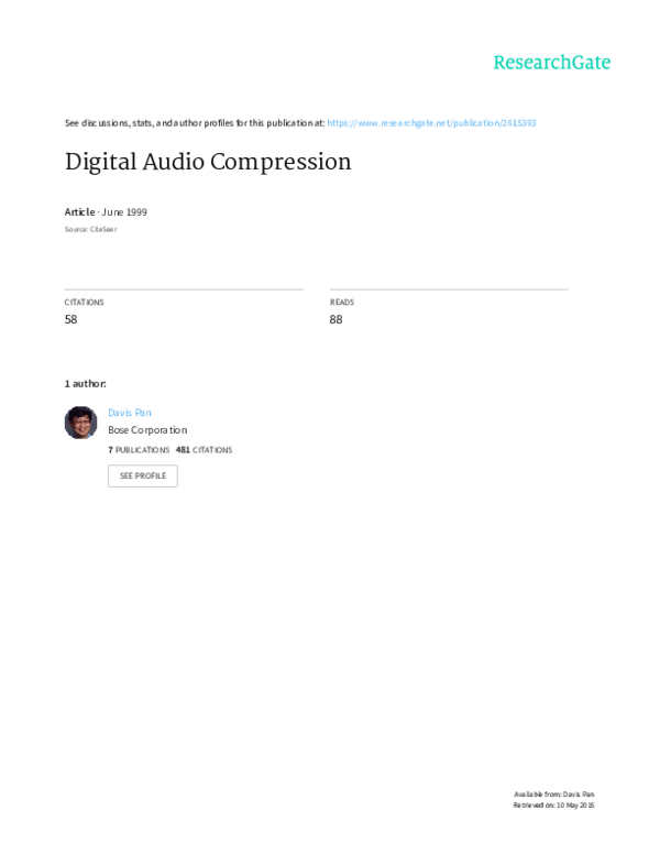 (PDF) Digital Audio Compression