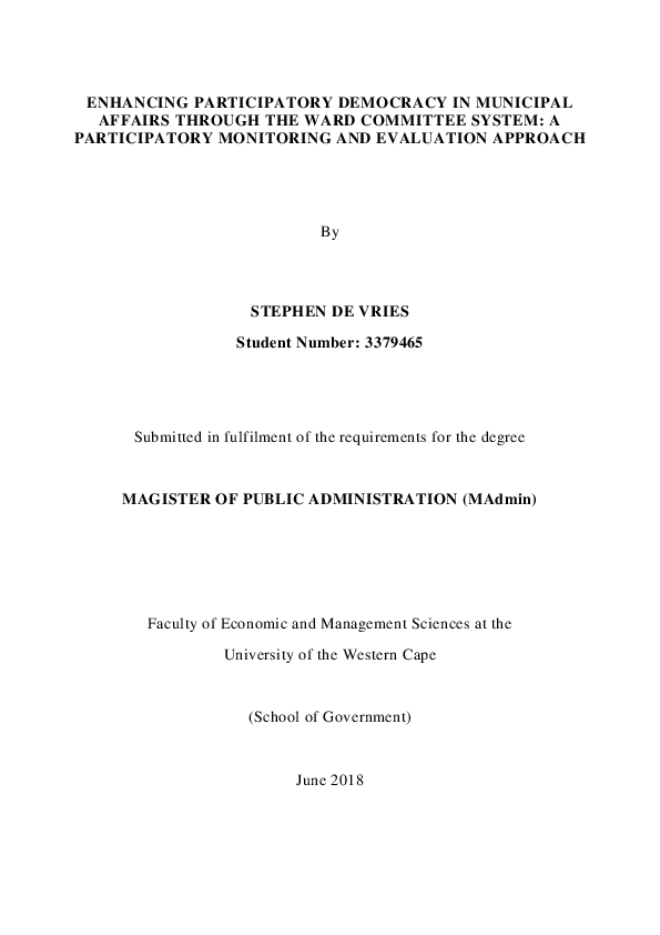 (PDF) Enhancing participatory democracy in municipal affairs through ...