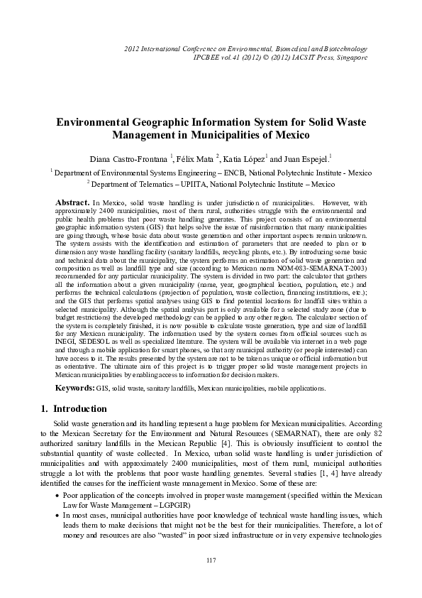 (PDF) Environmental Geographic Information System for Solid Waste ...