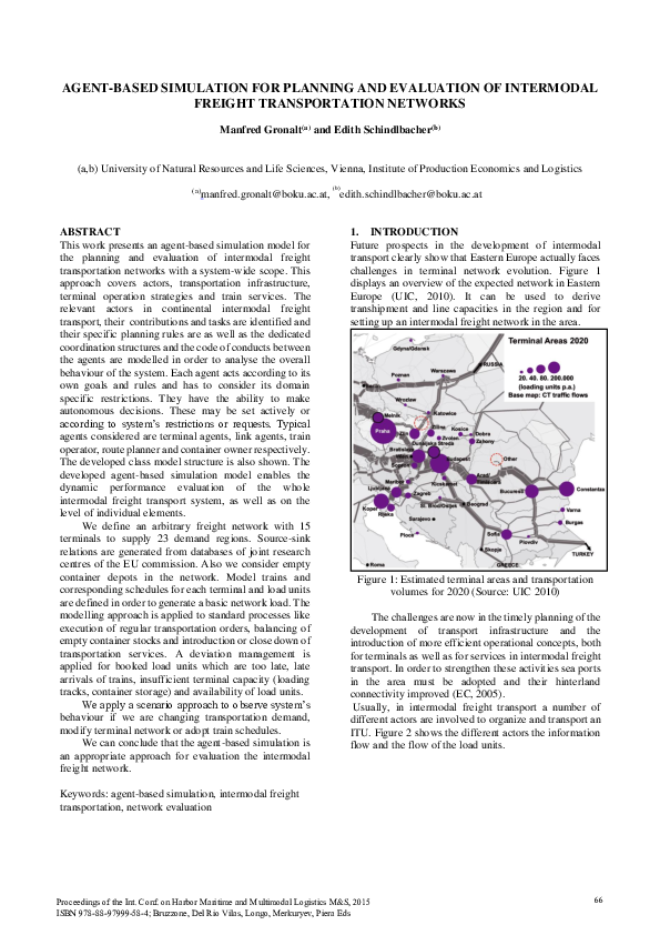 (PDF) Agent-based simulation for planning and evaluation of intermodal freight transportation ...