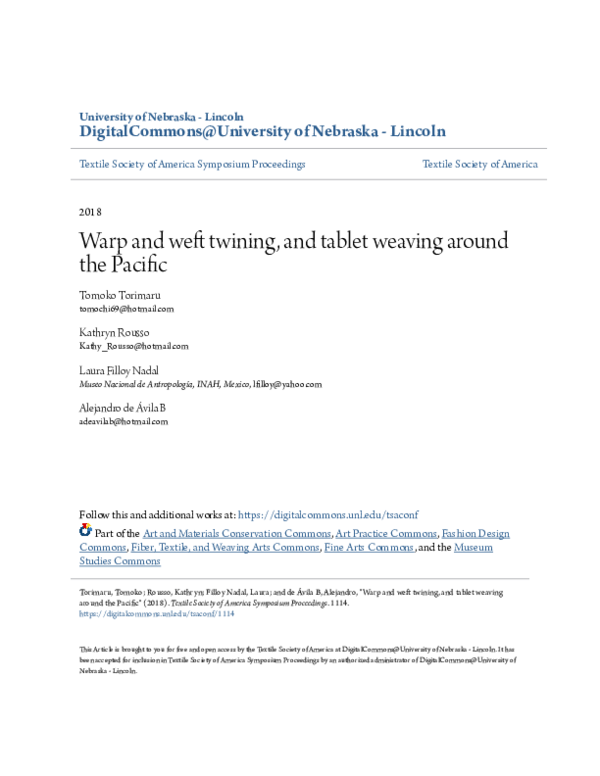 (PDF) Warp and weft twining, and tablet weaving around the Pacific