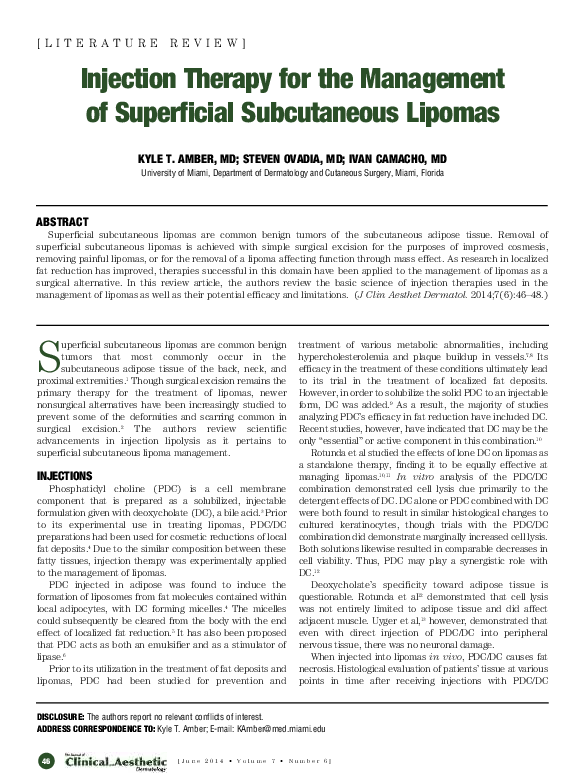 (PDF) Injection therapy for the management of superficial subcutaneous ...