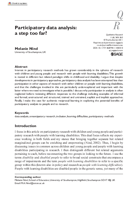 (PDF) Participatory data analysis: a step too far?