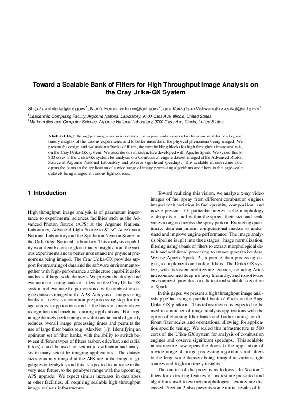 (PDF) Toward a Scalable Bank of Filters for High Throughput Image ...