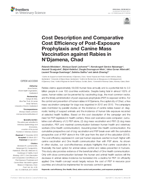 (PDF) Cost Description and Comparative Cost Efficiency of Post-Exposure ...