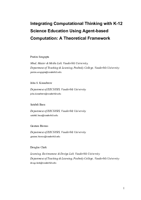 Pdf Integrating Computational Thinking With K12 Science Education A