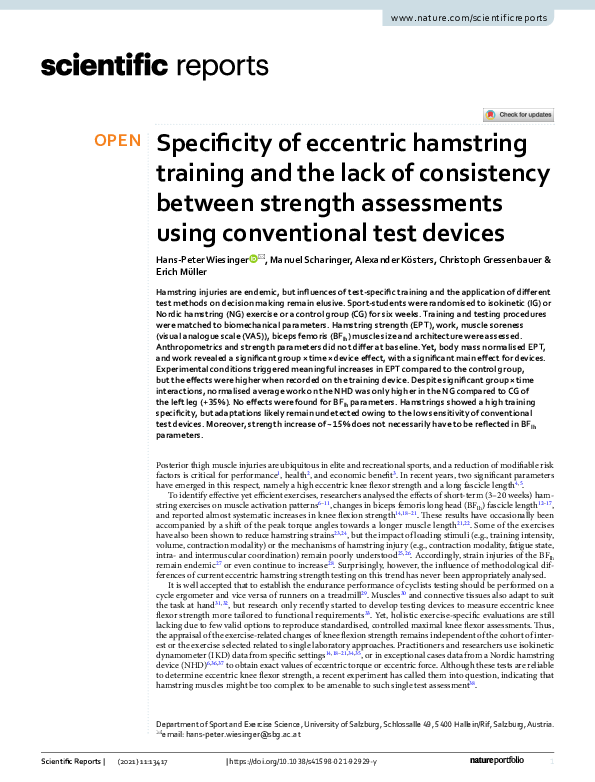 (PDF) Specificity of eccentric hamstring training and the lack of ...