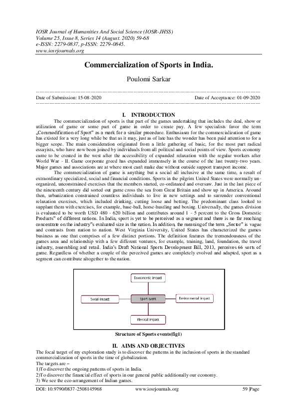 (PDF) Commercialization of Sports in India