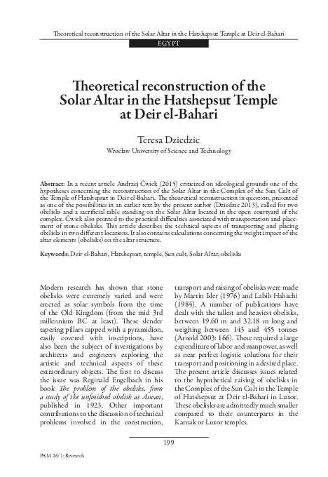 (PDF) Theoretical reconstruction of the Solar Altar in the Hatshepsut ...