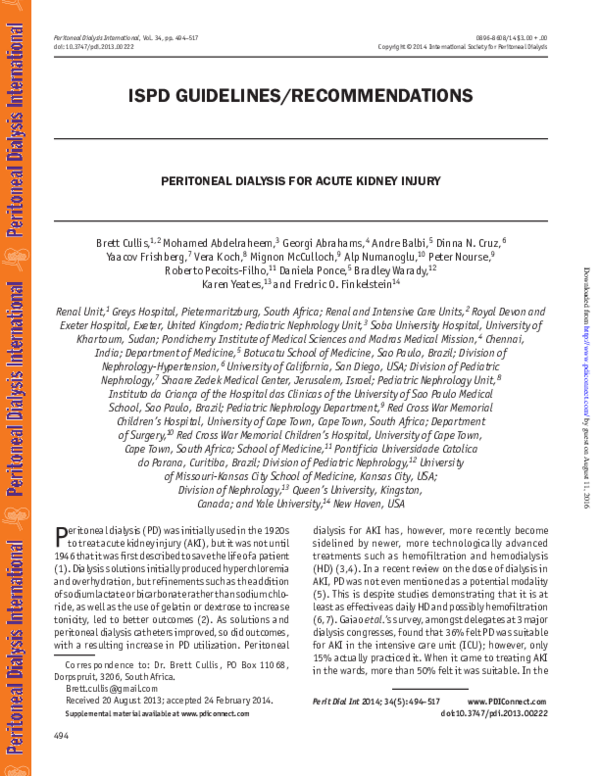 (PDF) ispd guidelines / ReCOMMendATiOns peRiTOneAl diAlYsis FOR ACuTe ...