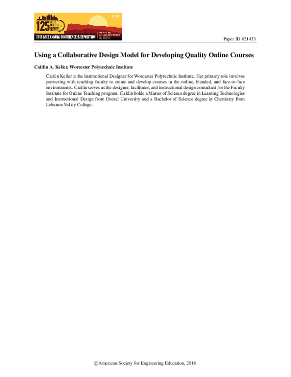 (PDF) Using a Collaborative Design Model for Developing Quality Online ...