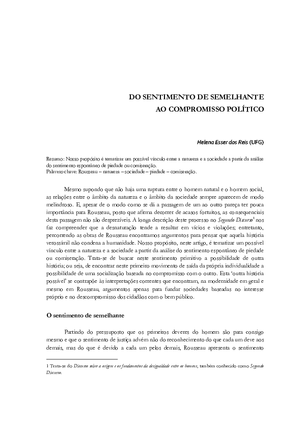 (PDF) Do Sentimento De Semelhante Ao Compromisso Político | Helena ...