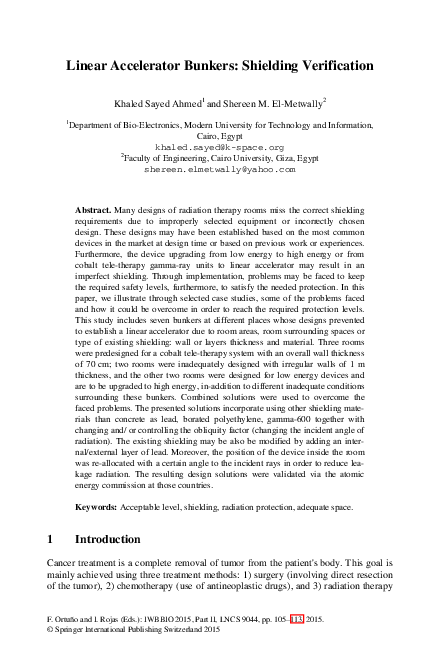 (PDF) Linear Accelerator Bunkers: Shielding Verification