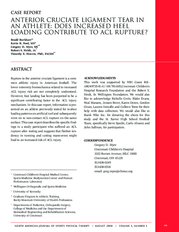 (PDF) Anterior Cruciate Ligament Tear in an Athlete: Does Increased ...