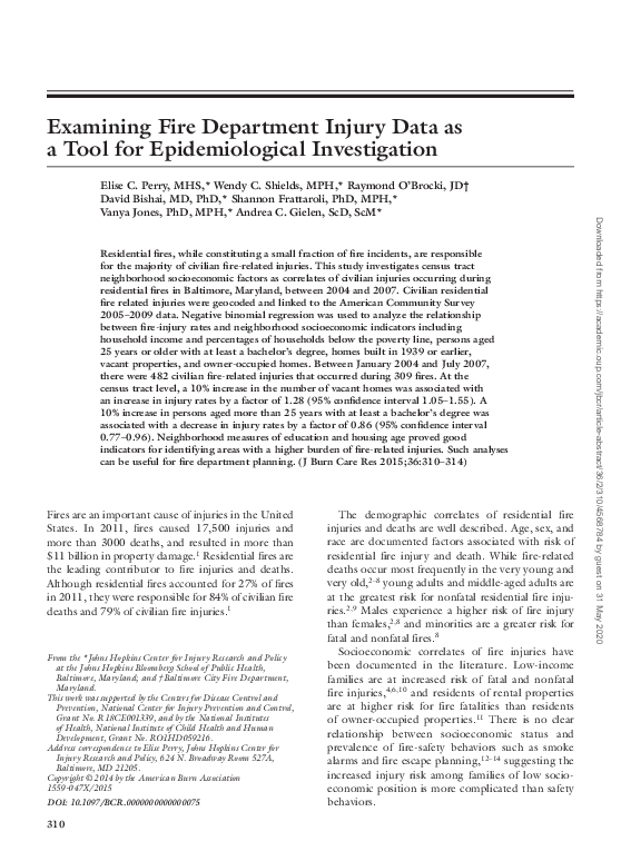 (PDF) Examining fire department injury data as a tool for ...