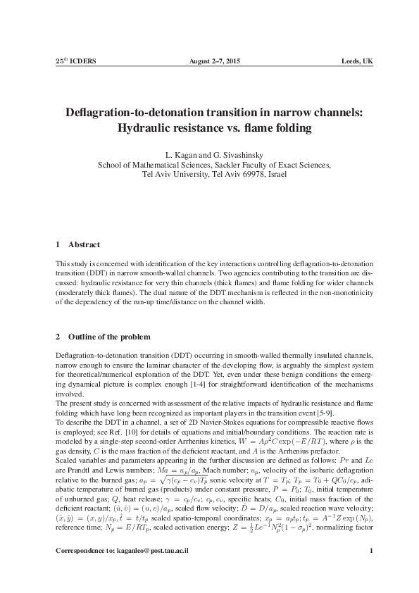 (PDF) Deflagration-to-detonation transition in narrow channels ...