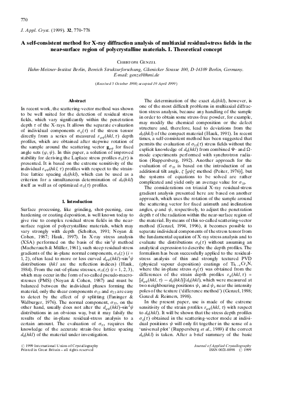 Pdf A Self Consistent Method For X Ray Diffraction Analysis Of