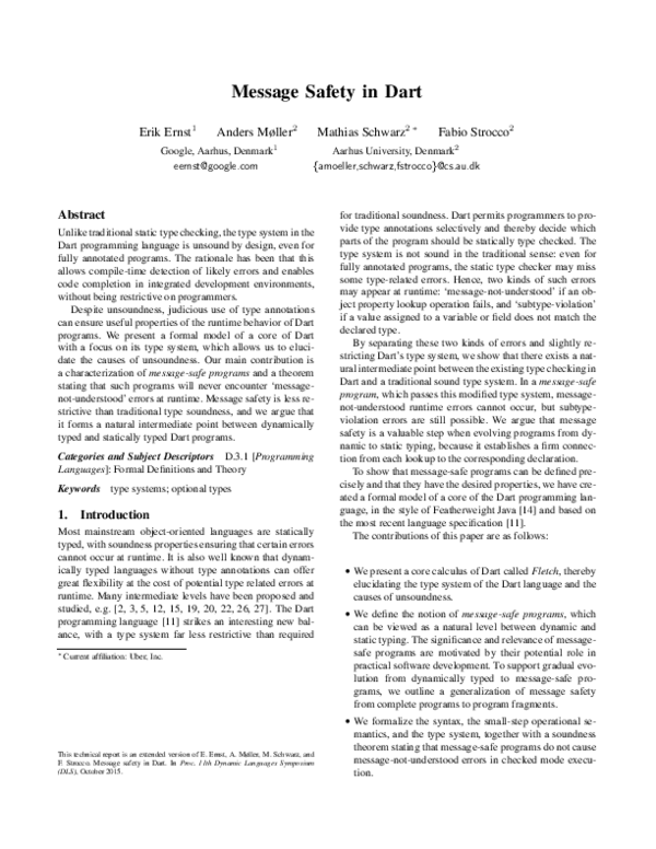 (PDF) Message safety in Dart