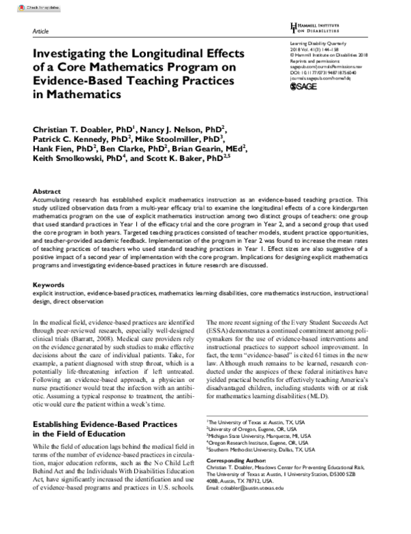 (PDF) Investigating the Longitudinal Effects of a Core Mathematics ...