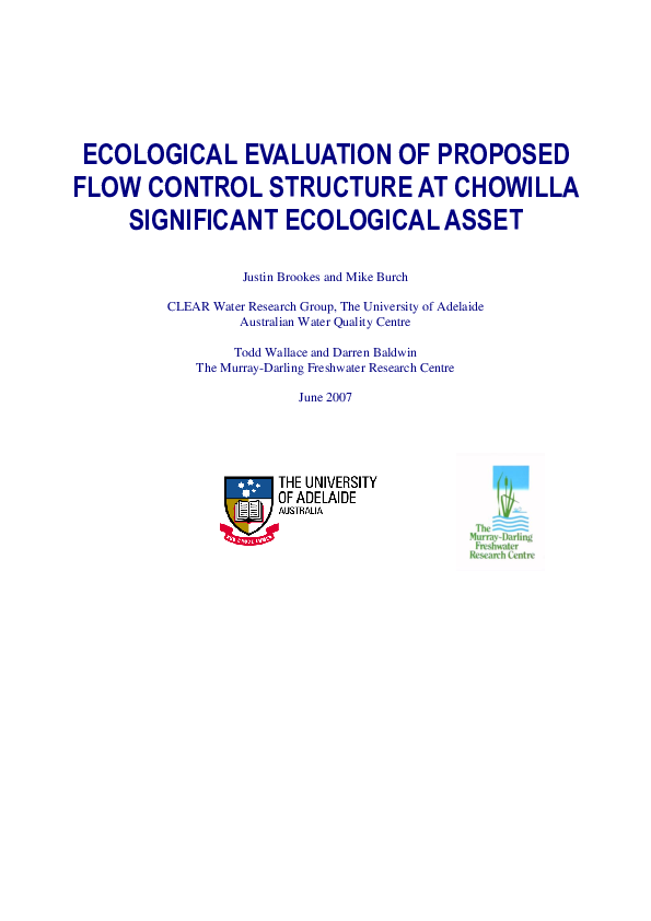 (PDF) Ecological evaluation of proposed flow control structure at ...