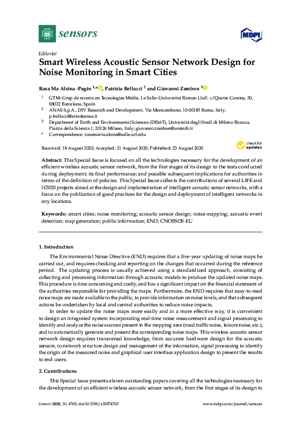 (PDF) Smart Wireless Acoustic Sensor Network Design for Noise ...