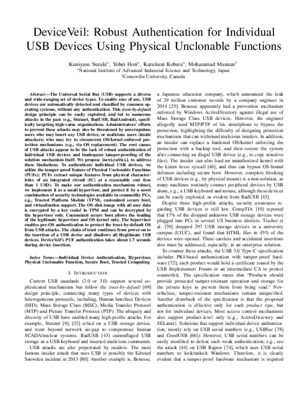 (PDF) DeviceVeil: Robust Authentication for Individual USB Devices ...
