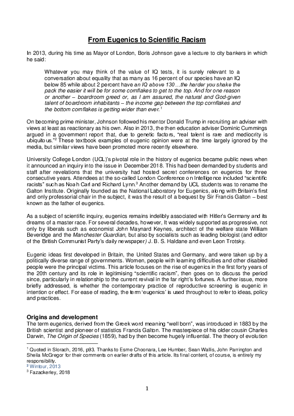 (PDF) From Eugenics to Scientific Racism