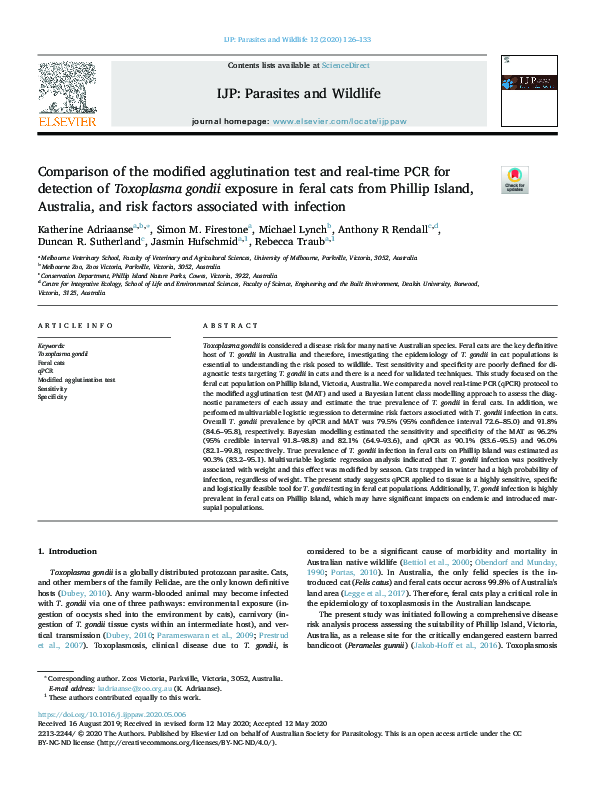 Pdf Comparison Of The Modified Agglutination Test And Real Time Pcr For Detection Of