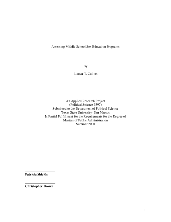 (PDF) Assessing Middle School Sex Education Programs