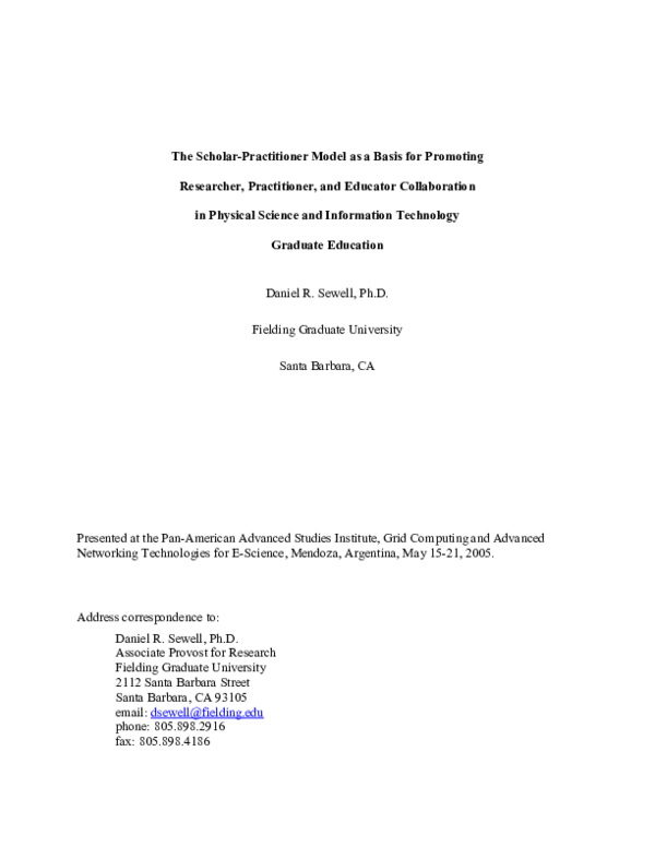 (PDF) The Scholar-Practitioner Model as a Basis for Promoting ...