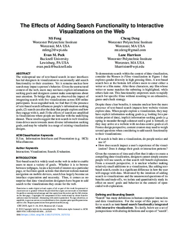 (PDF) The Effects of Adding Search Functionality to Interactive Visualizations on the Web