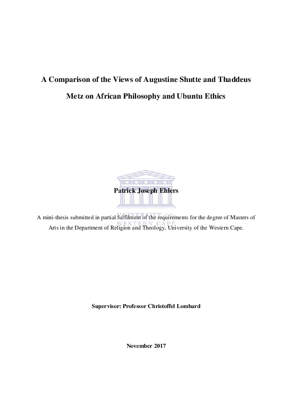 (PDF) A comparison of the views of Augustine Shutte and Thaddeus Metz ...