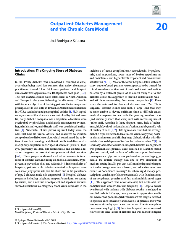 (PDF) Outpatient Diabetes Management and the Chronic Care Model