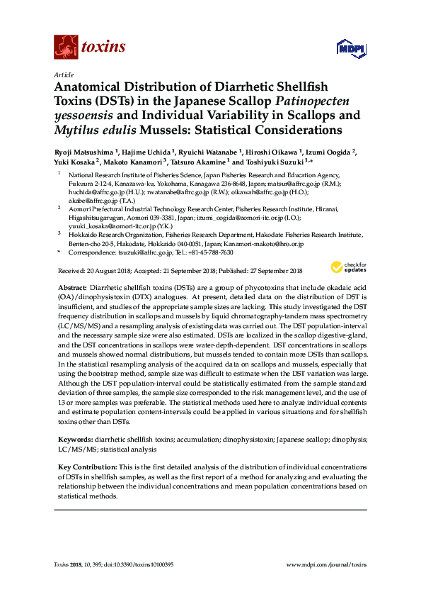(PDF) Anatomical distribution of diarrhetic shellfish poisoning (DSP ...