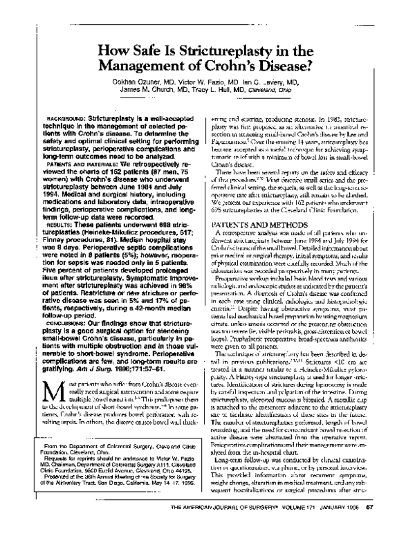 (PDF) How safe is strictureplasty in the management of Crohn's disease?
