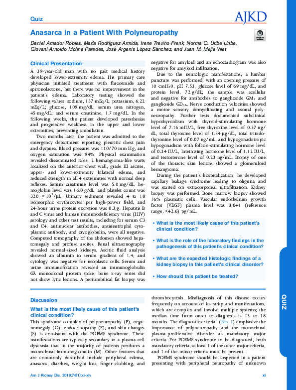 (PDF) Anasarca in a Patient With Polyneuropathy