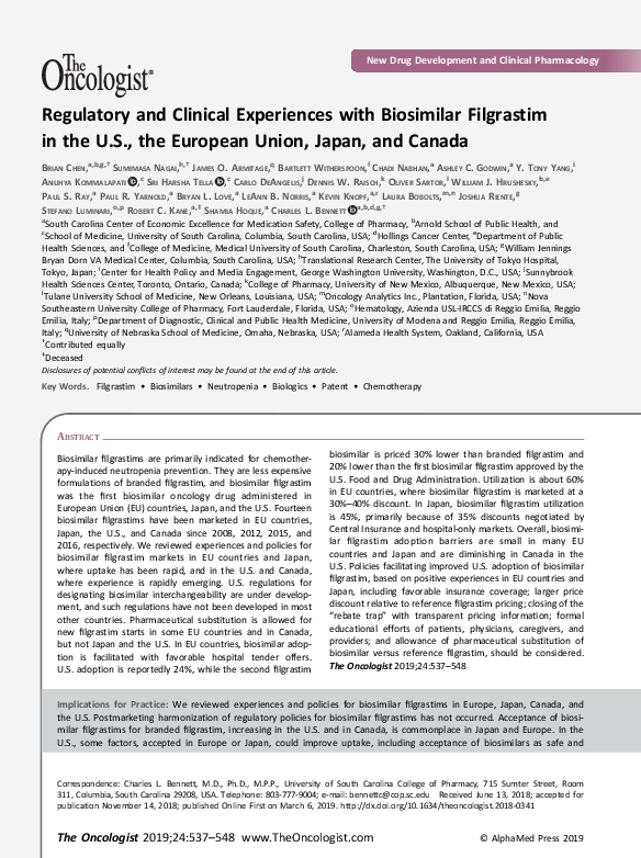 (PDF) Regulatory and Clinical Experiences with Biosimilar Filgrastim in ...